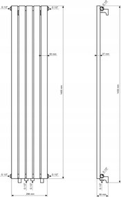 Gamma Verto, topné těleso 296x1400 mm, 505 W, bílá matná, GMA-VER-140296-WH