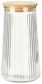 Skleněná dóza na potraviny Elegancia 1400 ml bambus/čirá