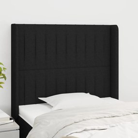 Čelo postele typu ušák černé 83x16x118/128 cm textil 3119794