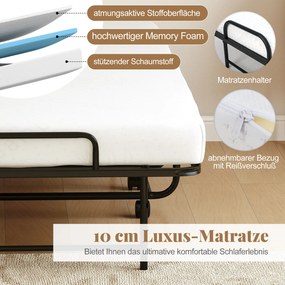 Costway Postel pro hosty s matrací, skládací jednolůžko, stabilní kovová pojme