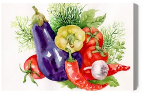 Obraz Zelenina Malovaná Akvarelem Nedostatek Nedostatek Přírodní plátno 100x70