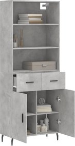 Skříň highboard betonově šedá 69,5x34x180 cm kompozitní dřevo 3200533