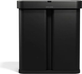 Černý ocelový odpadkový koš 34+24 l na tříděný odpad/bezdotykový Dual Sensor – simplehuman