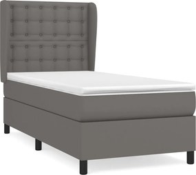 vidaXL Box spring postel s matrací 100x200 cm umělá kůže [3129016] Barva: Šedá