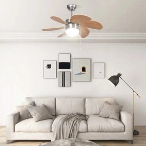vidaXL Stropní ventilátor se světlem 76 cm světle hnědý [51489] Barva: tmavě hnědá