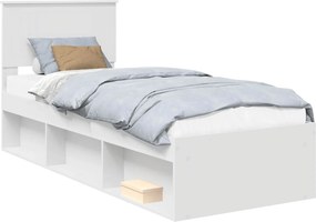 Rám postele s čelo Bílá 75 x 190 cm Masivní borové dřevo 3410663