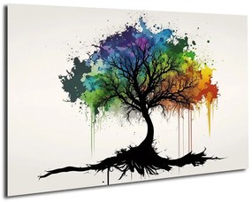 Abstraktní obraz strom s duhovou korunou Rozměr: 60 x 40 cm