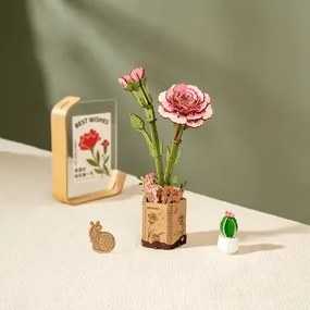 RoboTime 3D dřevěná skládačka Růžový karafiát