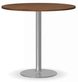 Konferenční stolek FILIP II, průměr 800 mm, chromovaná podnož, deska ořech