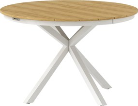 Zahradní stůl Outsunny Ø118cm, odolný hliníkový balkonový stůl s křížovými nohami, design s mřížkovým vrškem, venkovní jídelní stůl, kempový stůl, kul