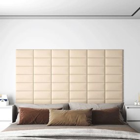 Nástěnné Panely 12 Ks Krémové Textil 0,54 M² Krémová - 90 x 15 cm / Obdélník
