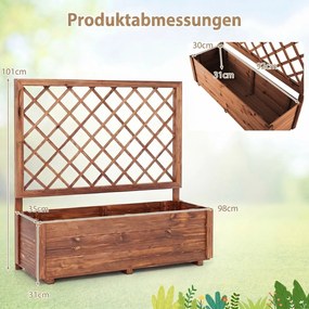 Costway Květinový truhlík s mřížovým vyvýšeným lůžkem s mříží a drenážními