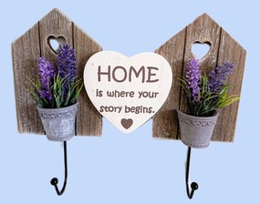 PRODEX IMPORT Dřevěný věšák na klíče levandule HOME 29x23 cm