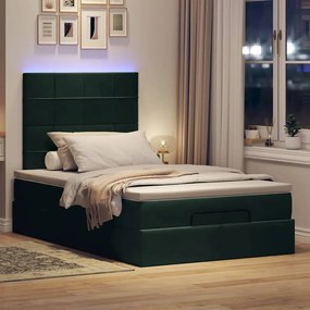 Osmanský rám postele s matracemi tmavě zelené 120x190 cm samet 3314309
