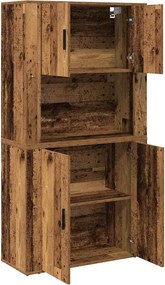 Vysoký bufet Staré dřevo 80 x 33 x 150 cm Kompozitní dřevo 3334336