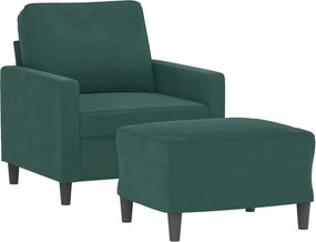 Křeslo s podnožkou tmavě zelené 60 cm samet 3201047