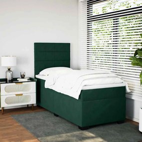 Box spring postel s matrací tmavě zelená 90x200 cm samet 3293113