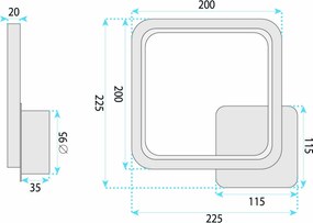 Toolight Rea, Nástěnné LED svítidlo LHJ122-W Černé, OSW-03276