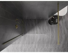 Mexen, Mexen Kioto-X sprchová stěna 110 x 200 cm, průhledná 10 mm, zlatý kartáč - 800-110-101-55-00-X