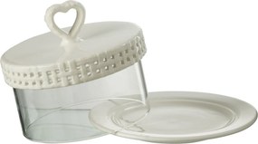 Bílý keramický servírovací podnos s poklopem Hella White - Ø16*13 cm