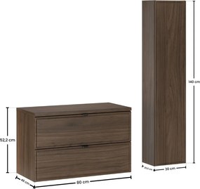 Koupelnová sestava Villa s deskou a skříňkami 80 cm ořech