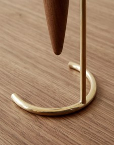 Audo Copenhagen Svícen Umanoff Polished Brass/Walnut 20 cm, přírodní barva, dřevo, kov