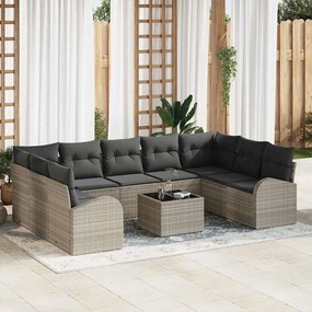 Set pohovek 10 ks Světle šedá [Syntetika]: Poly Ratan 3346212