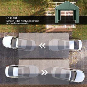 Outsunny přístřešek pro auto 3x6 m stanová garáž s rolovacími vraty, střechou, odnímatelnými bočními stěnami, UV odolný vodotěsný garážový stan příst…