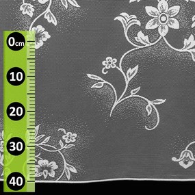 Brilltex žakárová záclona 571 jemné popínavé květiny, s olůvkem, bílá, výška 270cm (v metráži)