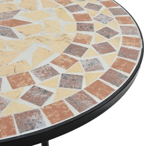 Mozaikový bistro set terakotový a bílý železo a keramika 3216356