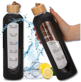 Camerazar Sportovní láhev TRESSARI 1000 ml z pevného skla na vodu s protiprokluzovým víčkem