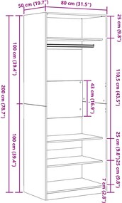 Šatní skříň Artisanový dub 80 x 50 x 200 cm Kompozitní dřevo 3378502
