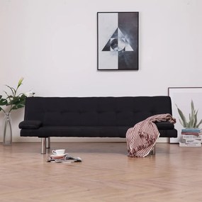 vidaXL 282189 Marketos Sofa Bed with Two Pillows Black Polyester