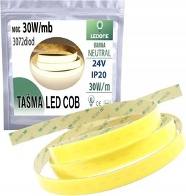 Led Páska Cob 24V výkonná 30W/m 3770lm/m Neon linka Široká neutrální 5m