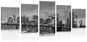 5-dílný obraz okouzlující most v Brooklynu v černobílém provedení Varianta: 200x100