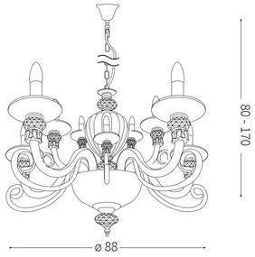 Ideal Lux - Lustr na řetězu BARONET 15xE14/40W/230V pr. 88 cm červená