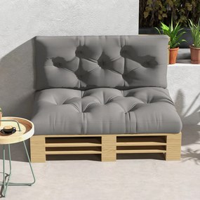 Outsunny 2dílná sada polštářů na paletovou sedačku – sedák 120 × 80 × 10 cm + opěrka 120 × 40 × 10 cm, UV-odolné a voděodolné, světle šedé