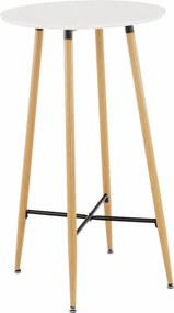 Barový stůl, bílá/dub, průměr 60 cm, IMAM