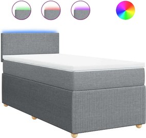 Box spring postel s matrací světle šedý 100 x 200 cm textil 3289660