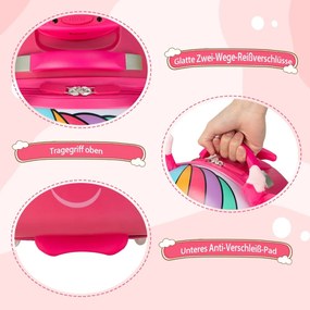 Costway Rolling Suitcase Hard Shell Příruční zavazadlo pro děti, růžový