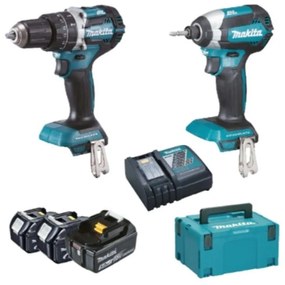 Makita - 18V AKU sada příklepové vrtačky a rázového utahováku, 3x aku LXT 5,0 Ah, nabíječka DLX2180TJ1