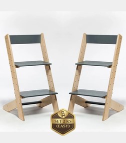 Lucas Wood Style - rostoucí židle EASY LINE zvýhodněný set 2 ks -  šedá + šedá
