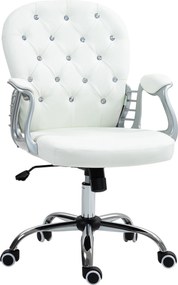 Vinsetto Kancelářská židle, ergonomická židle ke stolu s područky, polstrované opěradlo bílé