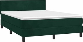 Box spring postel s matrací tmavě zelená 140x200 cm samet 3141188