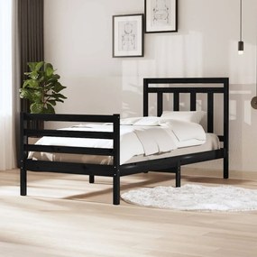 Rám postele černý masivní dřevo 100 x 200 cm,  3100648 HangarStore.cz