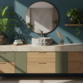 Rea Alice Moon, umyvadlo na desku 390×390×145 mm, béžová matná – imitace kamene, REA-U3501