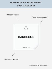Samolepka na kořenky BARBECUE bílá 5 × 5 cm tučné písmo