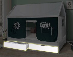 Šuplíky pod postel KIDS a BARČA 200 cm z masivu borovice - bílé - 2 ks