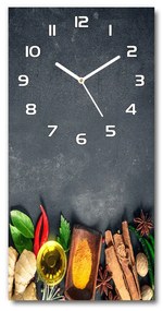Wallmuralia Nástěnné hodiny Koření a bylinky 30x60 cm
