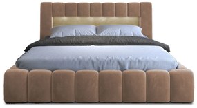 Eltap Čalouněná postel Lamica s úložným prostorem - dřevo Materiál a barva potahu: Monolith 63 - růžová, Rozměry (cm): 180x200